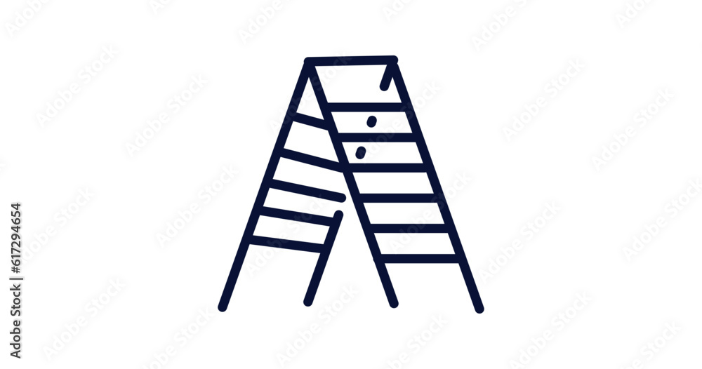 double ladder icon. Thin line double ladder icon from construction ...