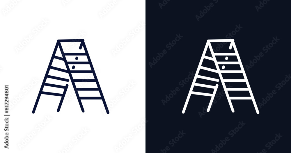 double ladder icon. Thin line double ladder icon from construction ...