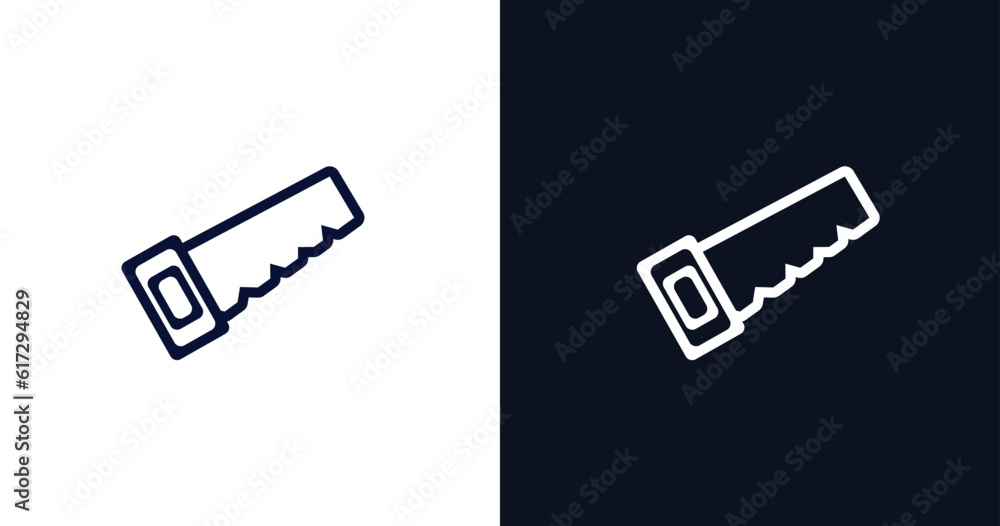 wood saw icon. Thin line wood saw icon from construction collection ...