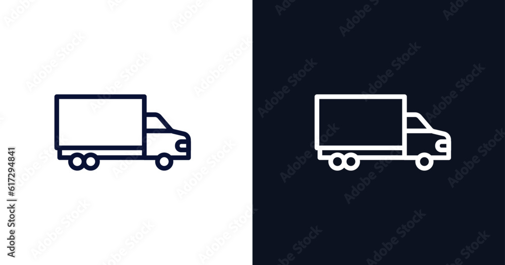 truck with freight icon. Thin line truck with freight icon from ...