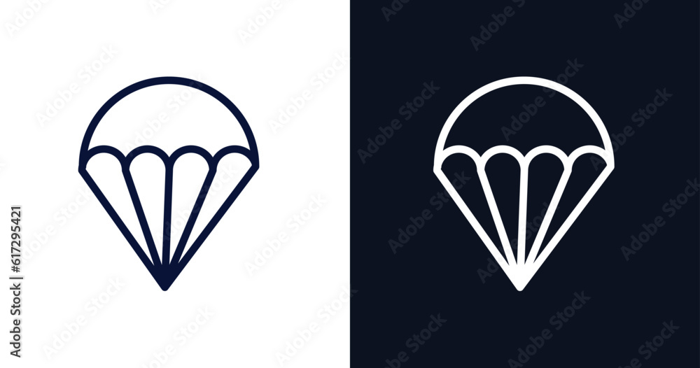 parachute icon. Thin line parachute icon from military and war and ...