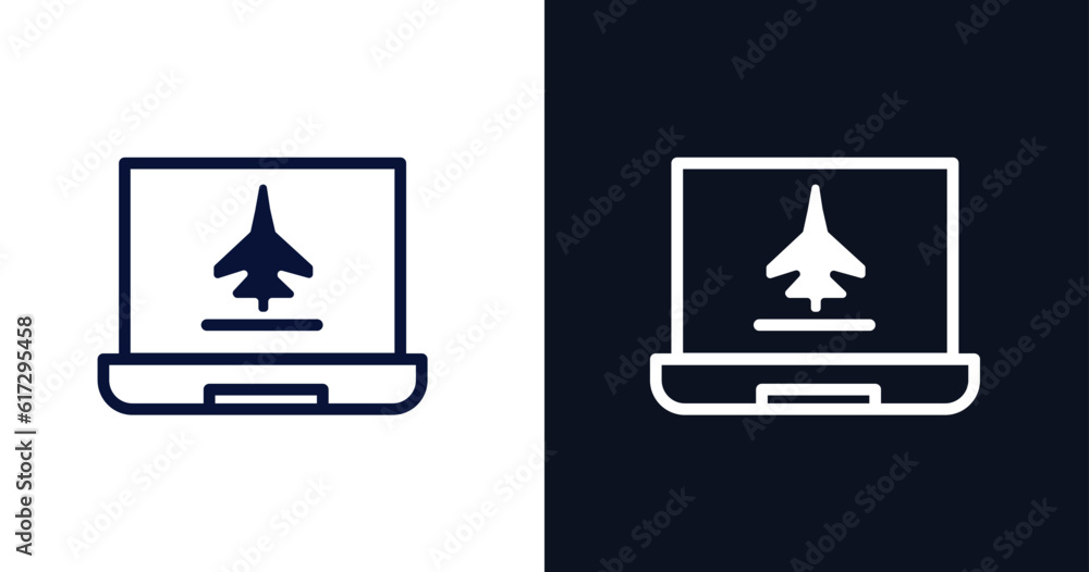 computer icon. Thin line computer icon from military and war and ...