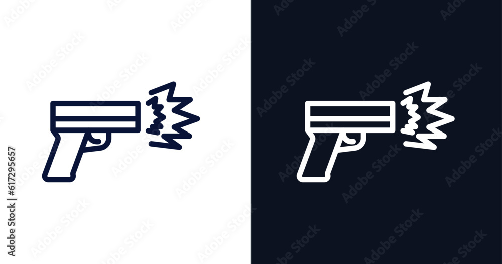 gun shooting icon. Thin line gun shooting icon from military and war ...
