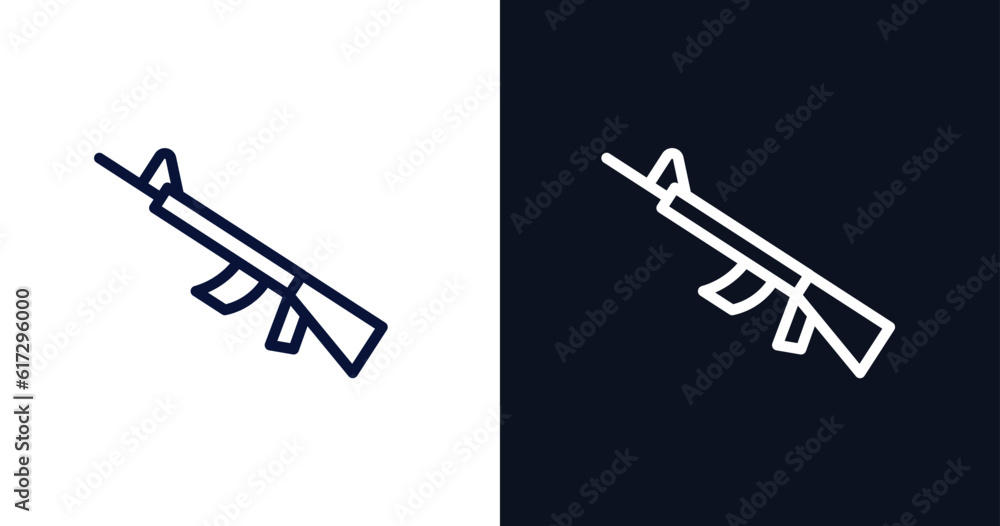 automatic gun icon. Thin line automatic gun icon from military and war ...