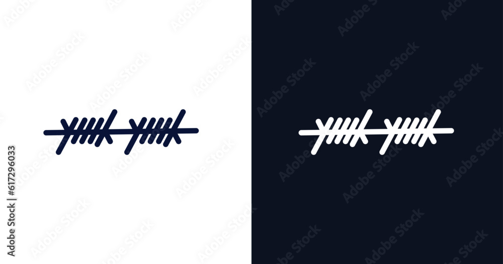 barbed icon. Thin line barbed icon from military and war and collection ...
