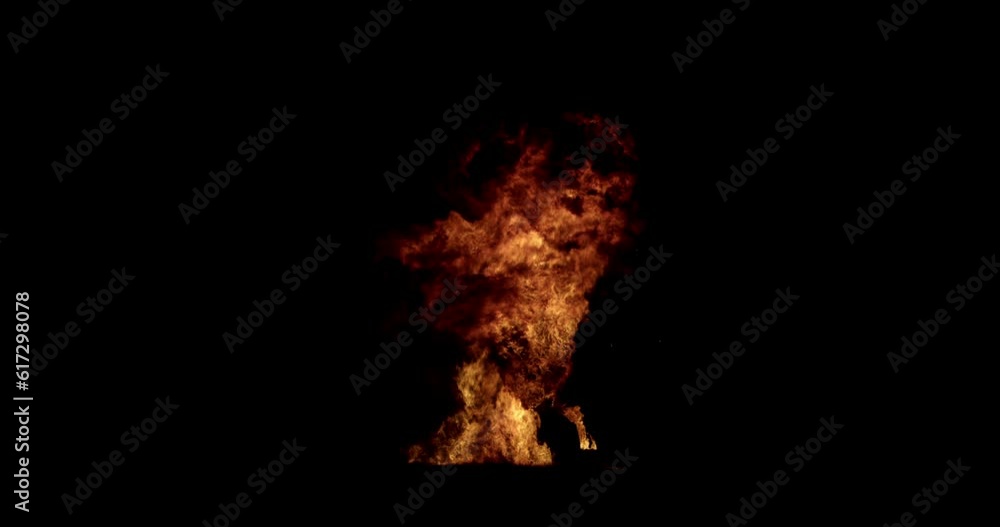 Combustion fire explosion overlay. VFX effect on black screen ...