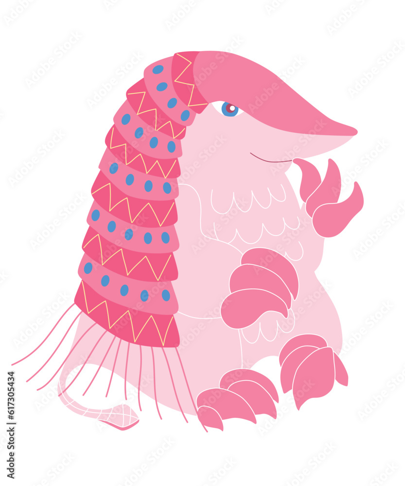 Pink Fairy Armadillo. Chlamyphorus truncatus. Flat vector Isolated on ...
