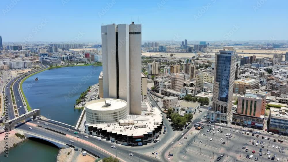 Jeddah, Saudi Arabia: Aerial view of coastal city and famous resort ...