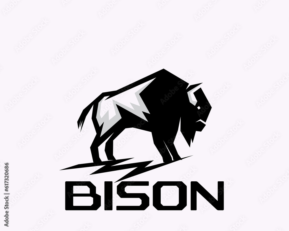 abstract stand bison logo design template illustration inspiration ...