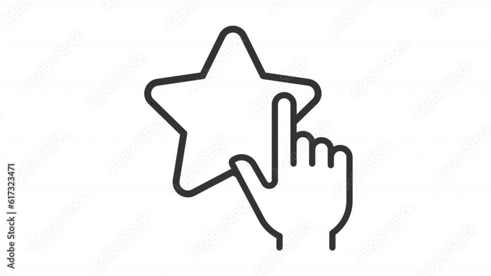 Add to favorites icon animation. Finger touching star symbol animation ...