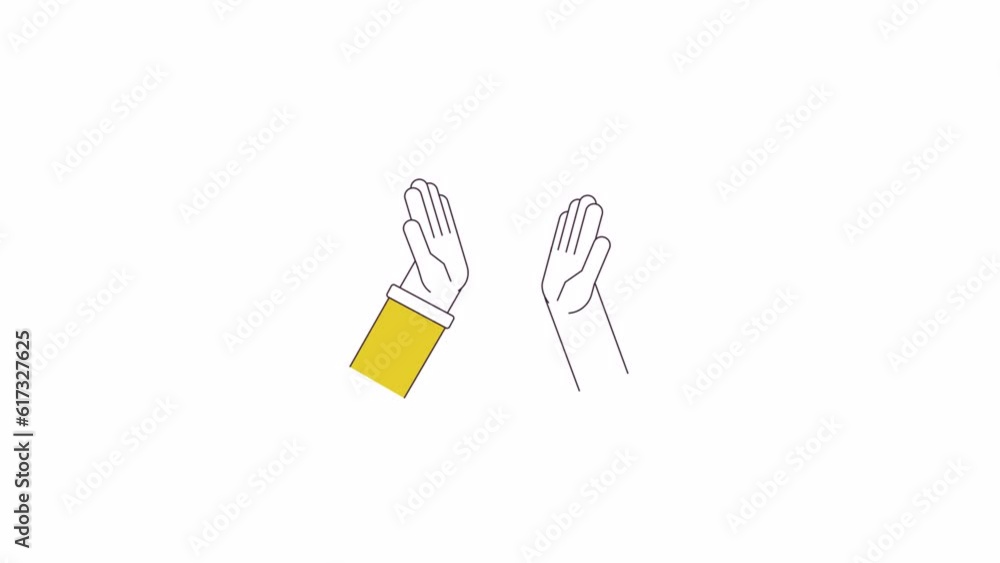 Happy high five animation. Animated cartoon teamwork hands. Cheerful ...