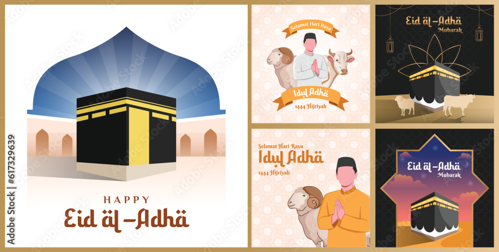 icon set for Eid al-Adha! Islamic holy day illustration for poster ...