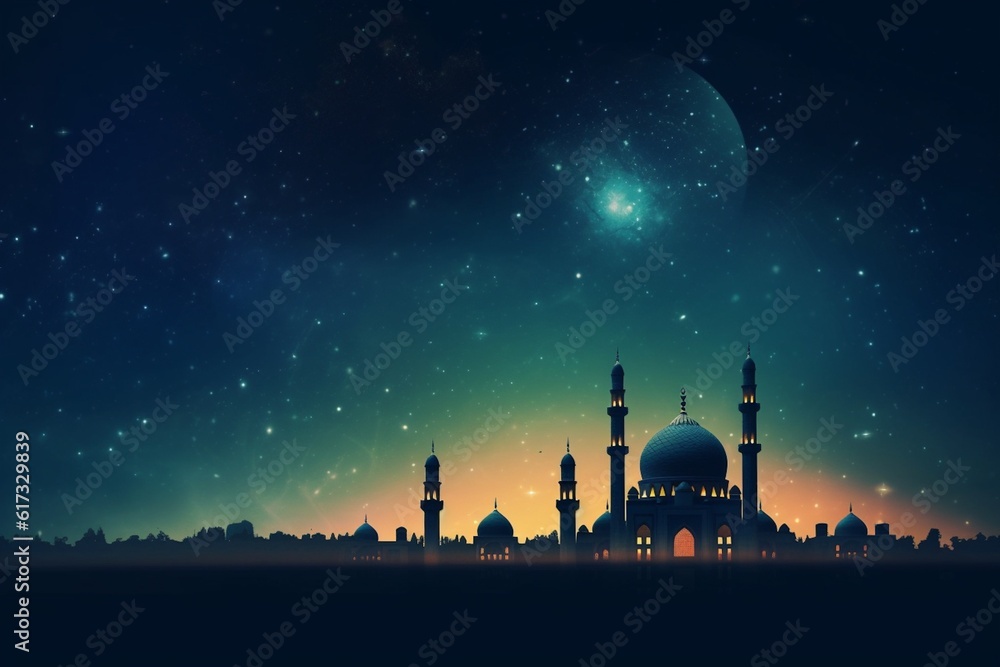 Captivating Night Sky Islamic Background Created with Generative AI ...