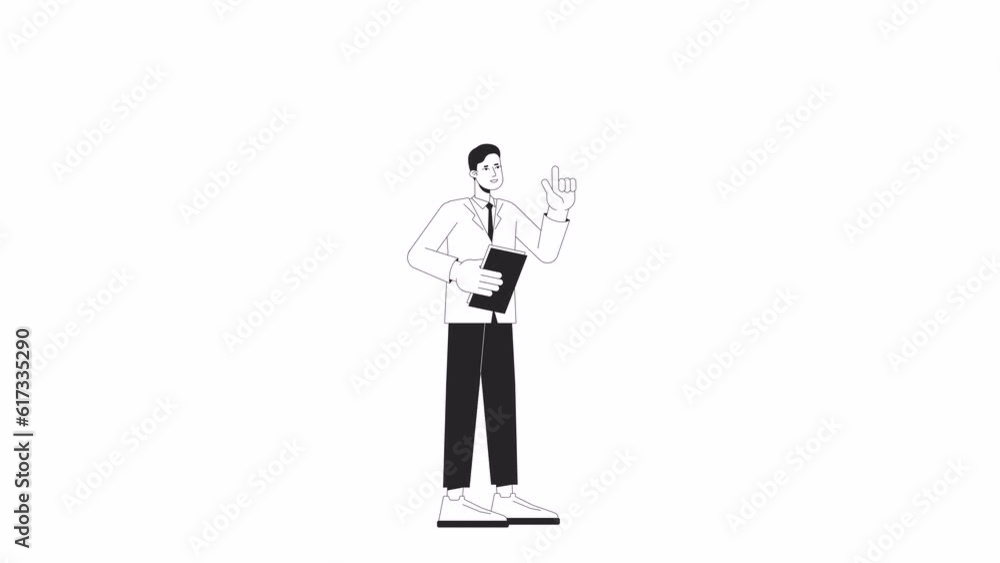 Office worker eureka bw animation. Animated character male employee ...
