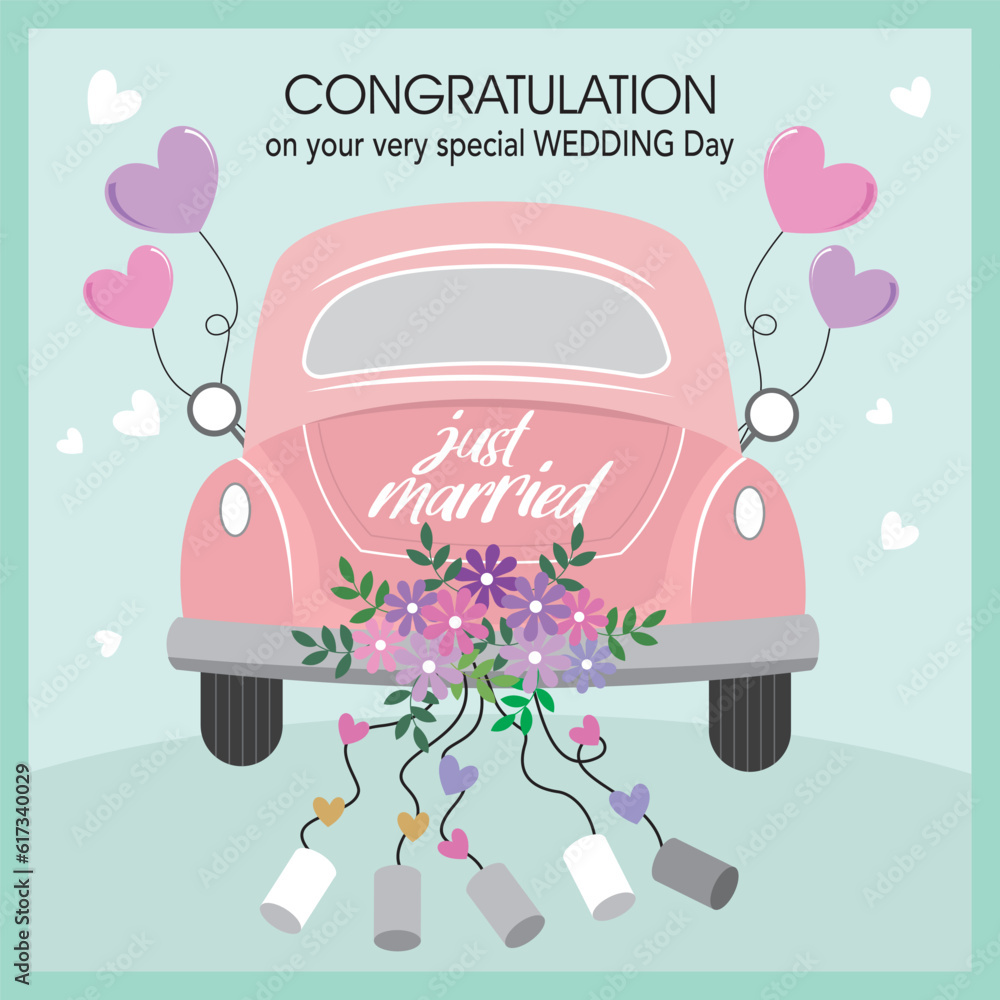wedding invitation card with car Stock Vector | Adobe Stock