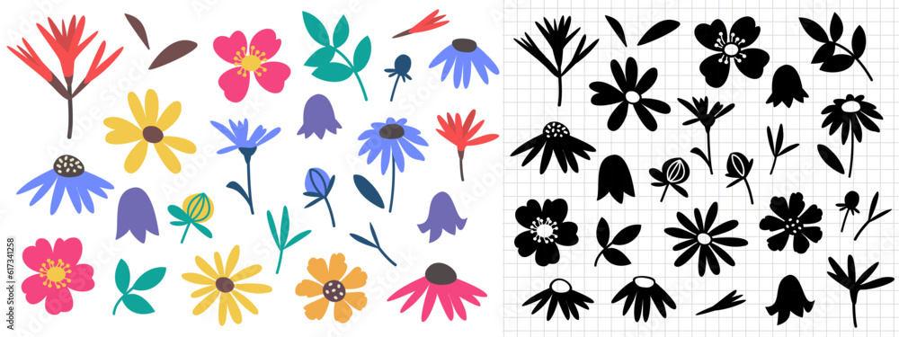 Flower clip art set includes hand-drawn wildflower elements and ...