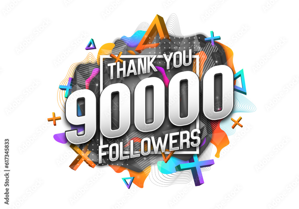 90000 subscribers. Poster for social network and followers. Vector ...