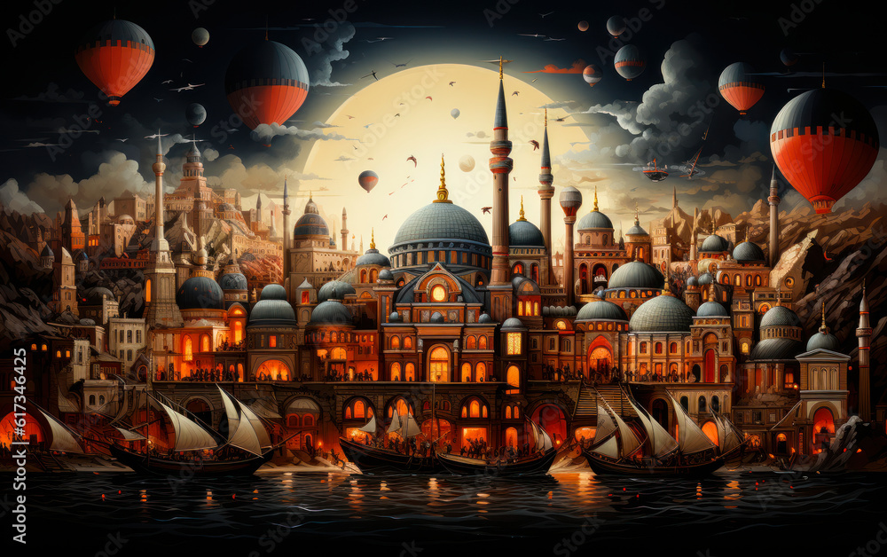 Ottoman Empire abstract illustration, Celebration of 100th anniversary ...