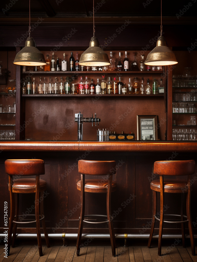 Bar themed empty table background, created with AI Generative ...