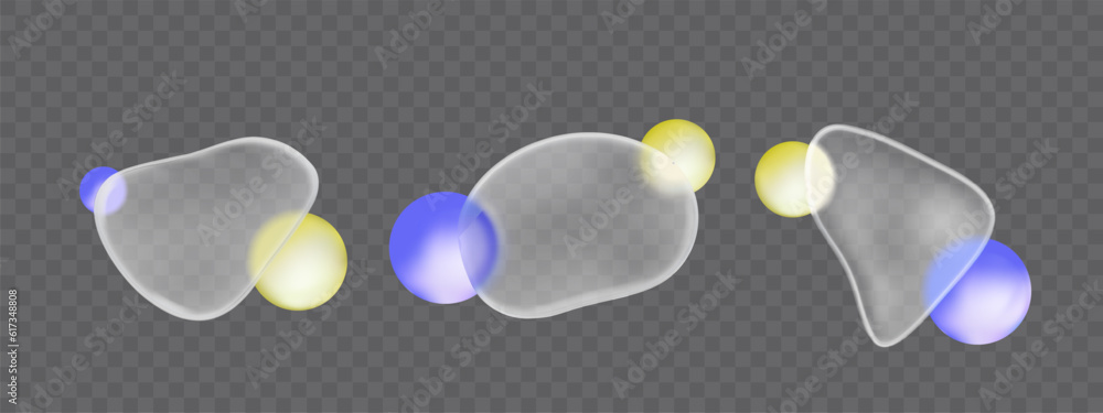 3d blob shape with glass morphism gradient blur effect on transparent ...