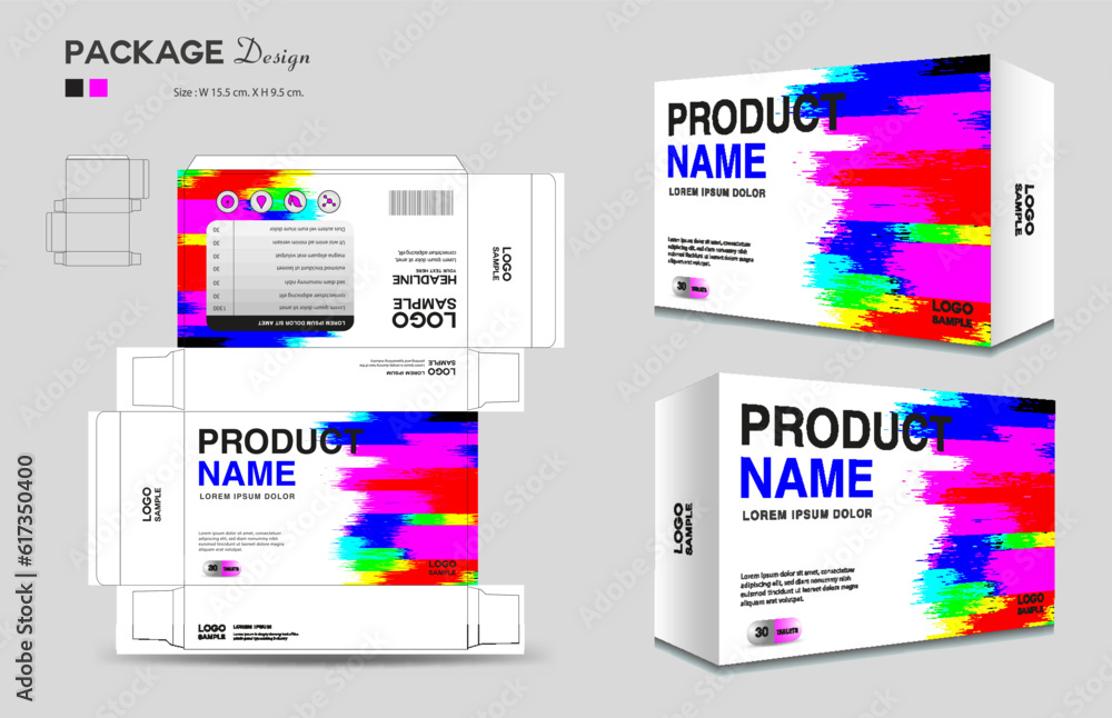 Vetor do Stock: Cosmetic box design, Supplements box template, Package ...