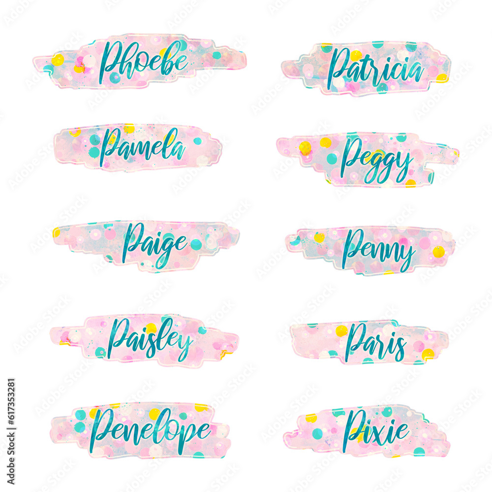 girl names that start with letter P, stickers, Phoebe, Patricia, Pamela ...