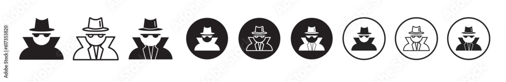Anonymous icon set. Undercover spy or secret agent line symbol. Mystery ...
