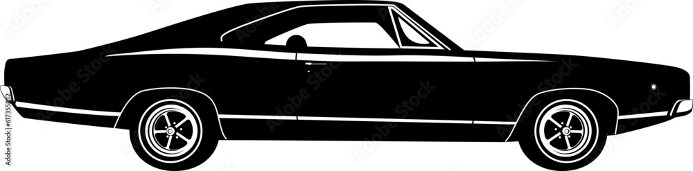 Vector american muscle car profile. Classic vehicle graphics design ...