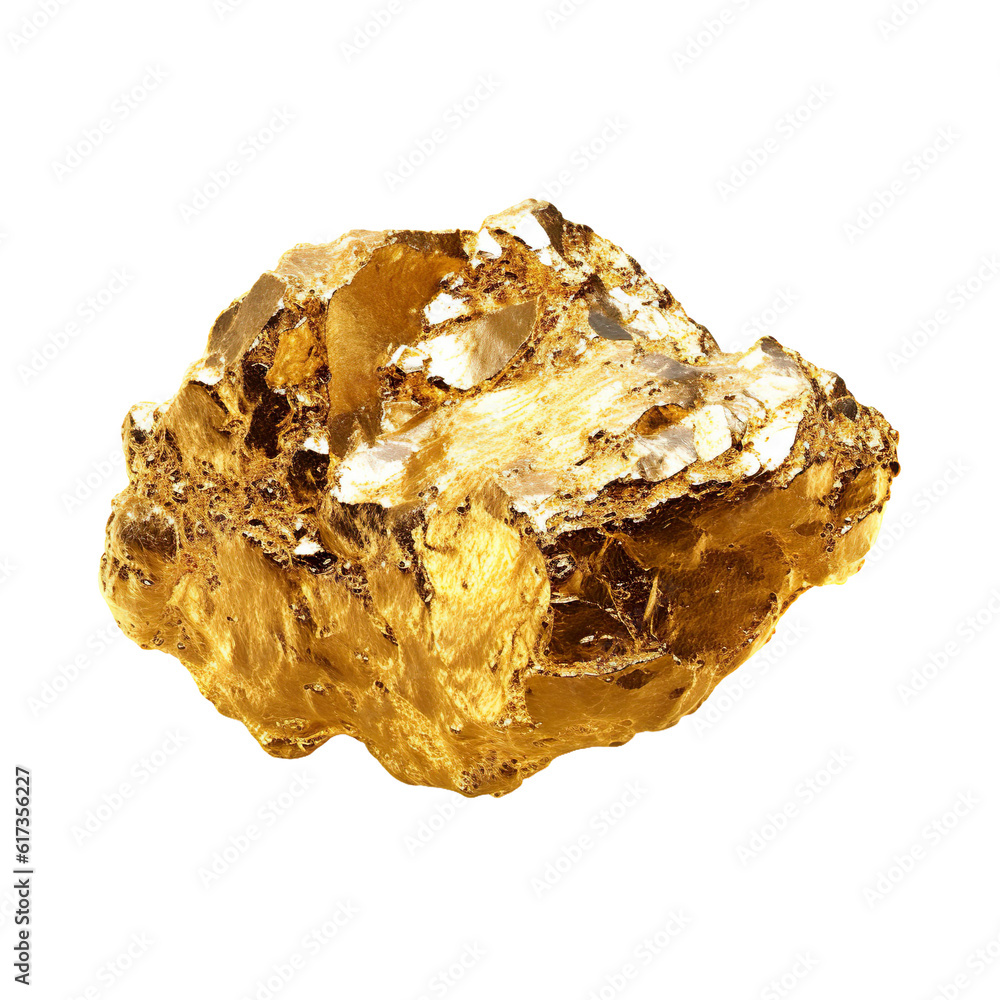 Gold Nugget isolated on transparent png background cutout, generative ...