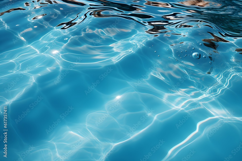 Overhead Perspective of Shimmering Swimming Pool, Blue Tones, Perfect ...
