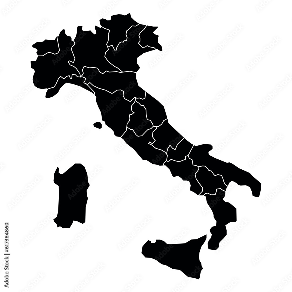 Italy map background with states. Italy map isolated on white ...