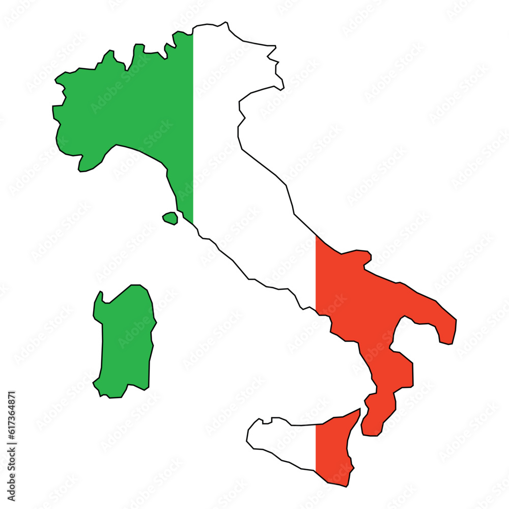 Italy map background with regions and region names in color. Italy map ...