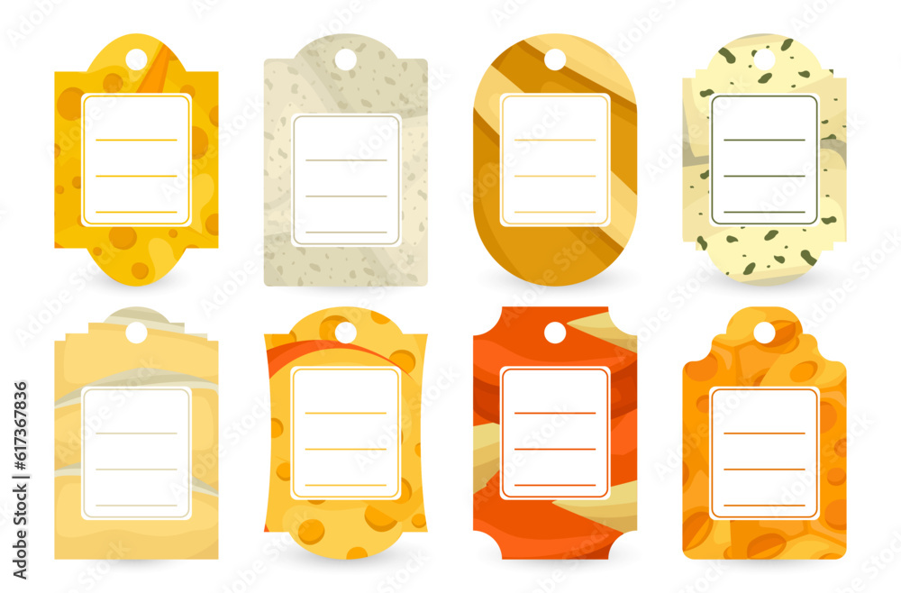 Cheese labels tag template grocery dairy products package branding ...