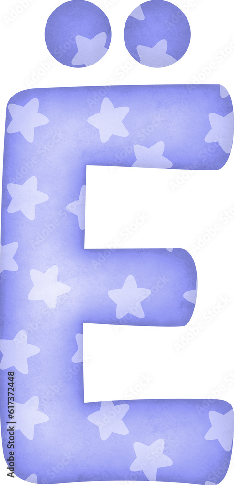 Letter Ë with star pattern in blue tone Stock Illustration | Adobe Stock