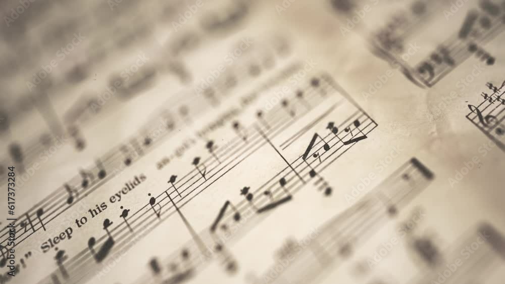 Vintage Music Partition Score Background/ 4k motion graphics of a ...