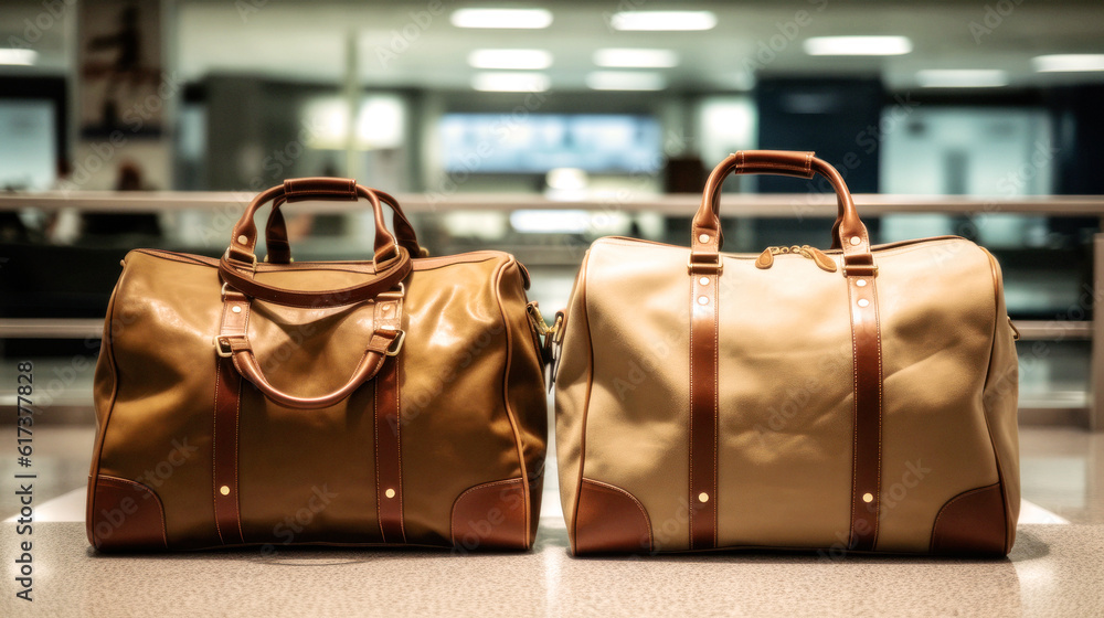 Chic luggage awaits, aligned at the private gate. Ahead, an elegant jet ...