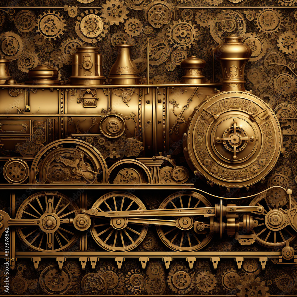 vintage poster with a locomotive, dieselpunk, background, generative ...