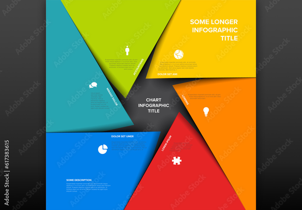 Six blocks sections parts chart multipurpose infographic template Stock ...