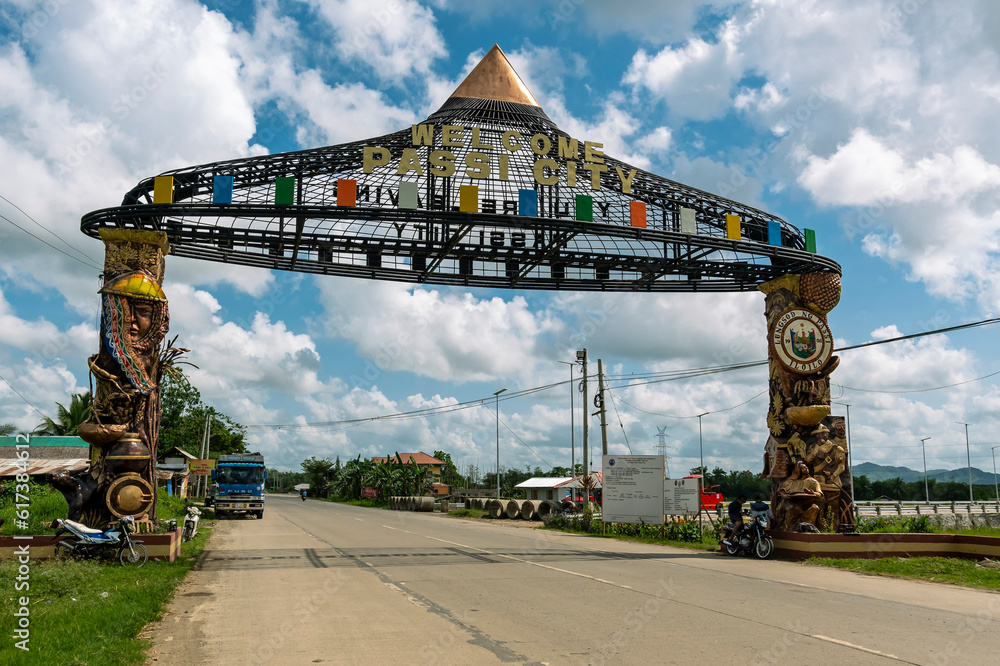 Passi City, Iloilo, Philippines - A welcome sign in the shape of a rice ...