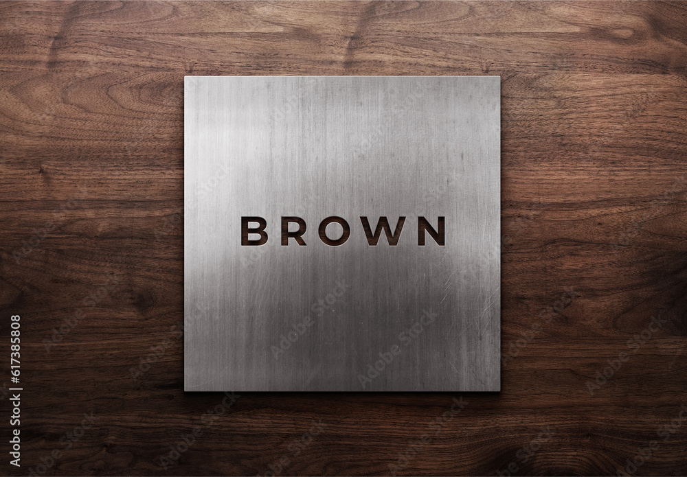 Logo Mockup Template Style Effect Gold Wall Badge Mockup 3D Metal Text ...