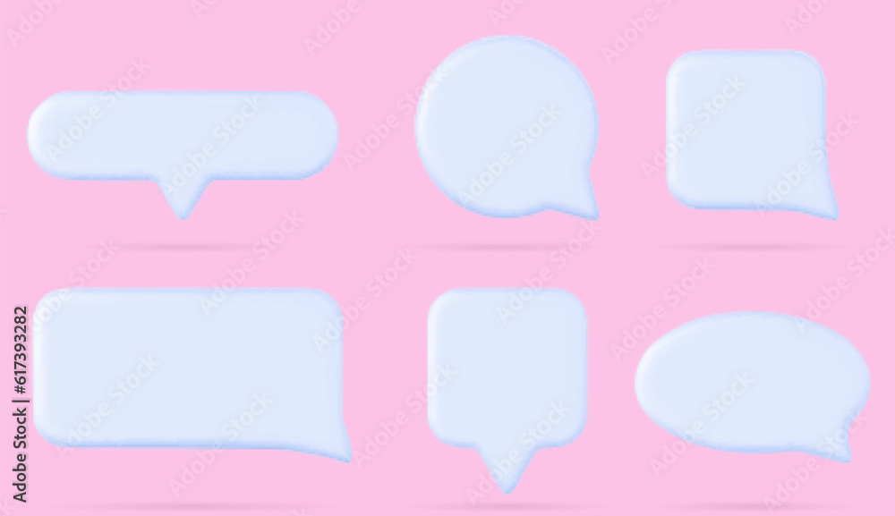 Realistic set of 3D speech boxes isolated on background. Vector ...
