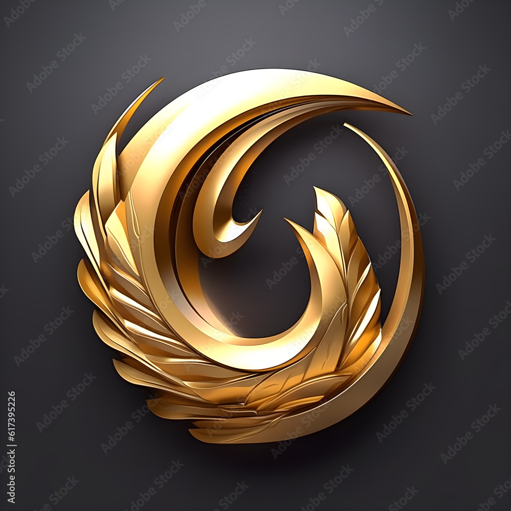 3d logo , 3d gold logo circle design on black background. AI generated ...