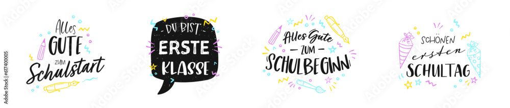 Cute hand writing in German saying "Back to school" "Happy first day of ...