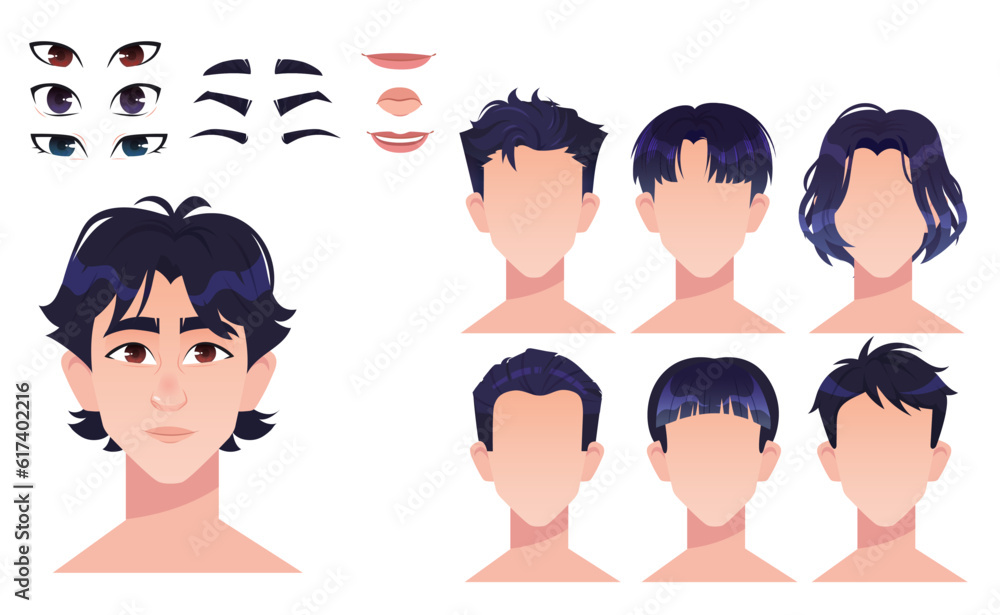 Boy for animation set. Asian man with different body parts, emotions ...