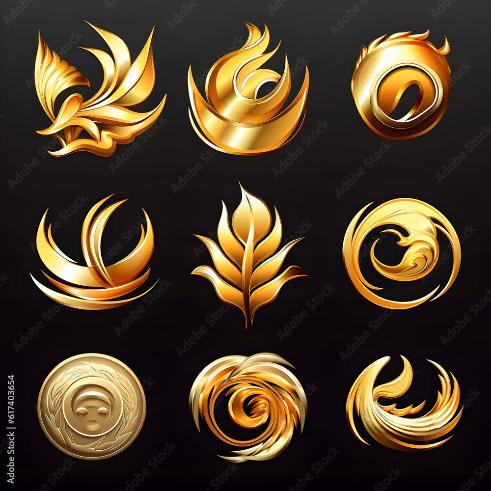 3d logo, 3d gold logo circle design on black background. AI generated ...
