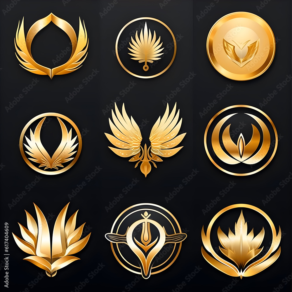 3d logo, 3d gold logo circle design on black background. AI generated ...