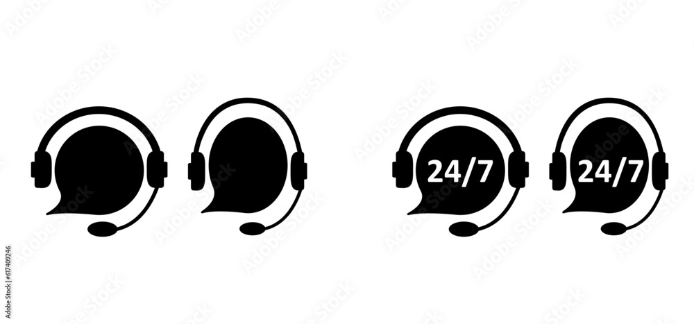 Cartoon help desk icon. Customer service pictogram. Headphone for ...