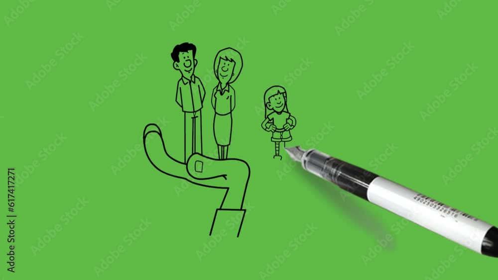 draw group of four person or two young couple stand on joining two open ...