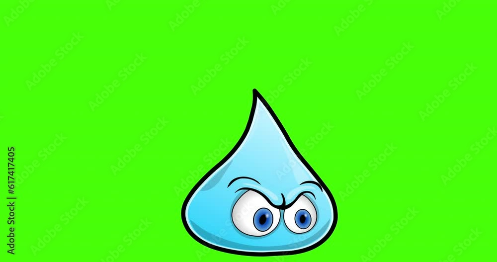 Cartoon character drop of water. Jumping animation. Green screen looped ...