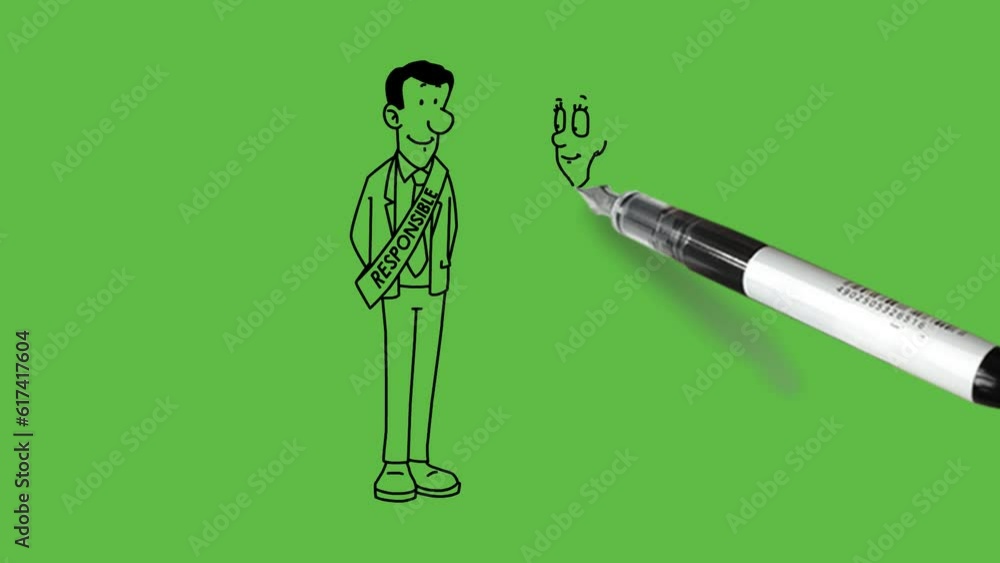 draw young man and woman wear RESPONSIBLE ribbon standing opposite each ...